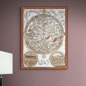 14th Century Mappa Mundi – Medieval Flat Earth World Map Depicting ...