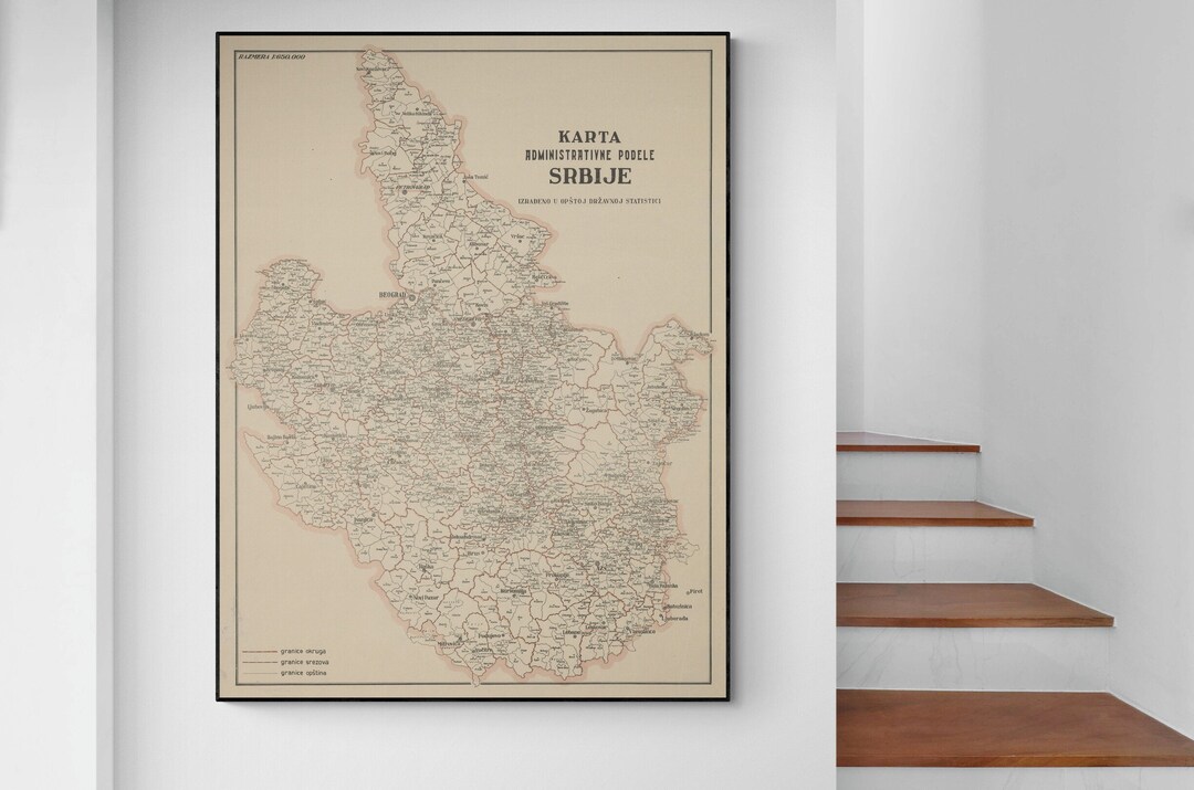 1965 Map of Serbia Historical European Balkans Geography Antique ...