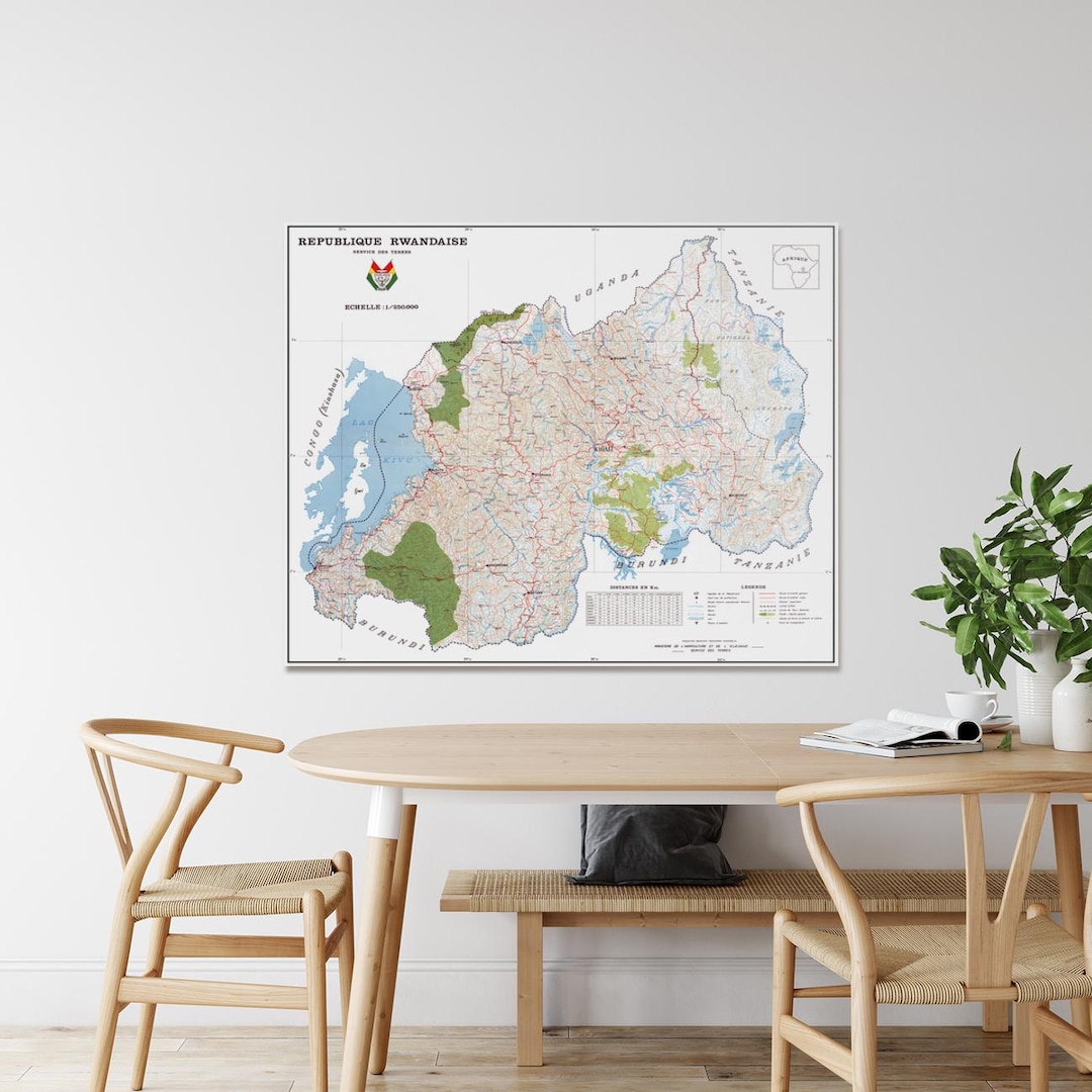 1969 Map of Rwanda African Geography Rwandan History Decor Cartography ...
