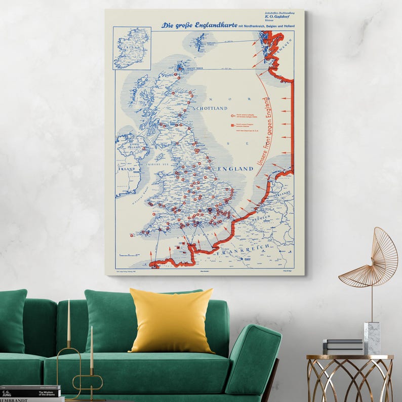 1940 German Map of the Battle of Britain – Luftwaffe Strategic Overview ...