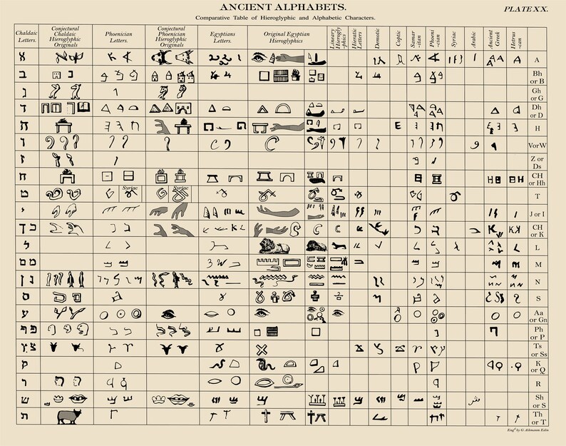 Chart Diagram of Ancient Alphabets Letters Symbols Language - Etsy UK