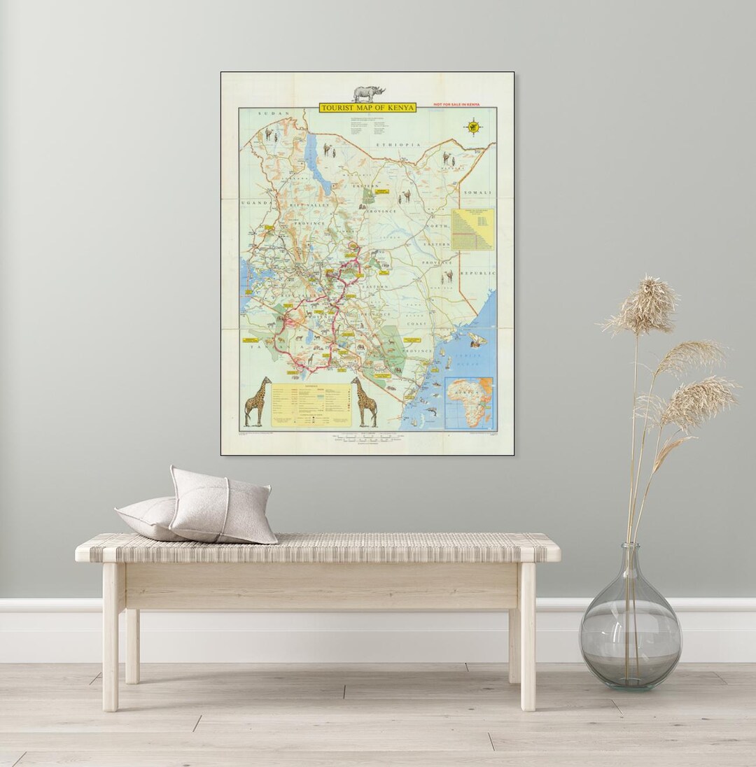 Pictorial Tourist Map of Kenya African Geography Kenyan History ...