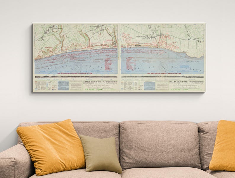 1944 D-day Map of Omaha Beach – Secret “bigot” WWII Invasion Chart of ...