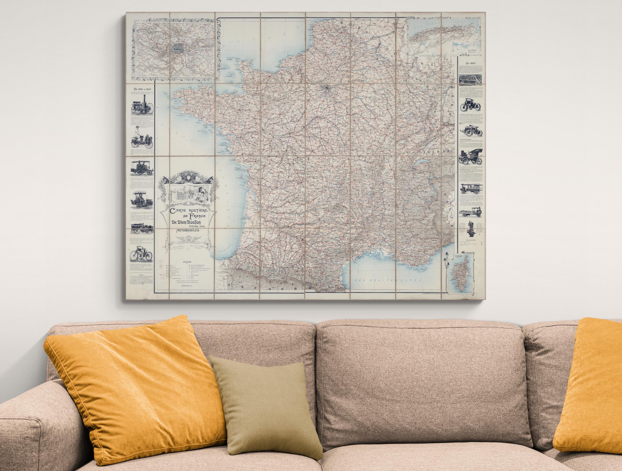 1900 Automobile Club De France Road Map – Early Motorist Map – French ...