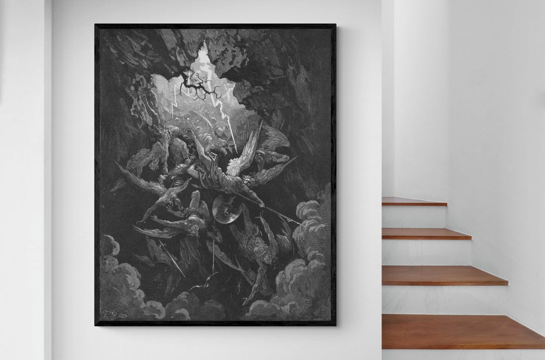 War in Heaven Satan Cast to Hell Paradise Lost John Milton Gustave Dore ...