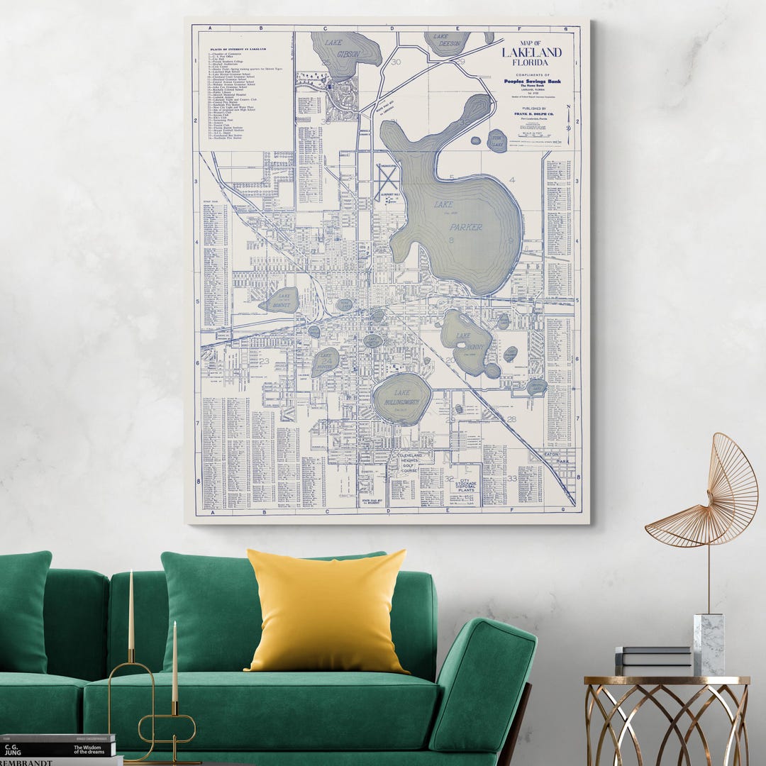 1925 Map of Lakeland Florida – Historic Early 20th Century Cartography ...