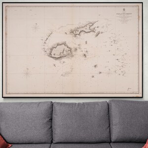 1857 Sea Chart Map of the Fiji Islands Historical Oceania Geography ...