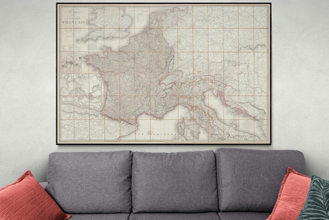1812 Massive Wall Map of France First French Republic Empire Historical ...