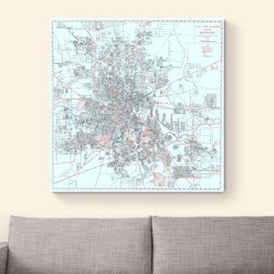 1950 Map of Houston Texas – Mid-century City Cartography – Roads ...