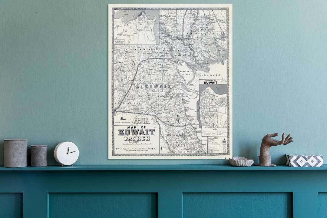 1965 Map of Kuwait & Basrah Iraq Historical Middle East Geography ...