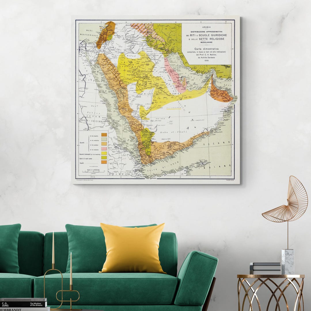 1918 Sunni and Shia Islam Population Map of Arabia Islamic Theology ...