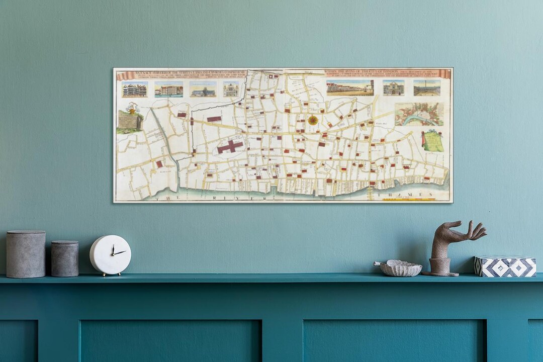 Map of the Destruction in London England After Great Fire of 1666 ...