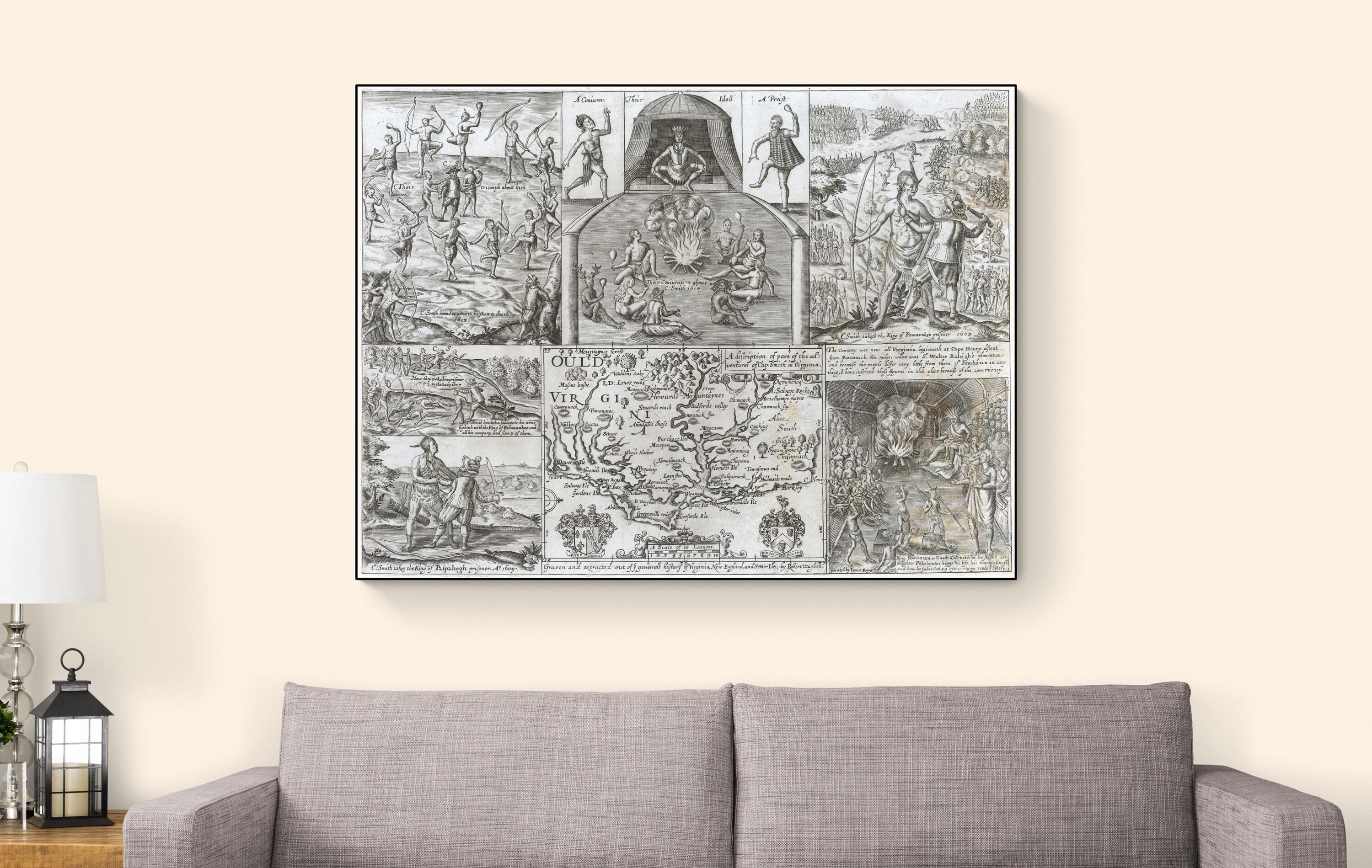 1624 Map of Ould Virginia by John Smith – Historical Early Colonial ...