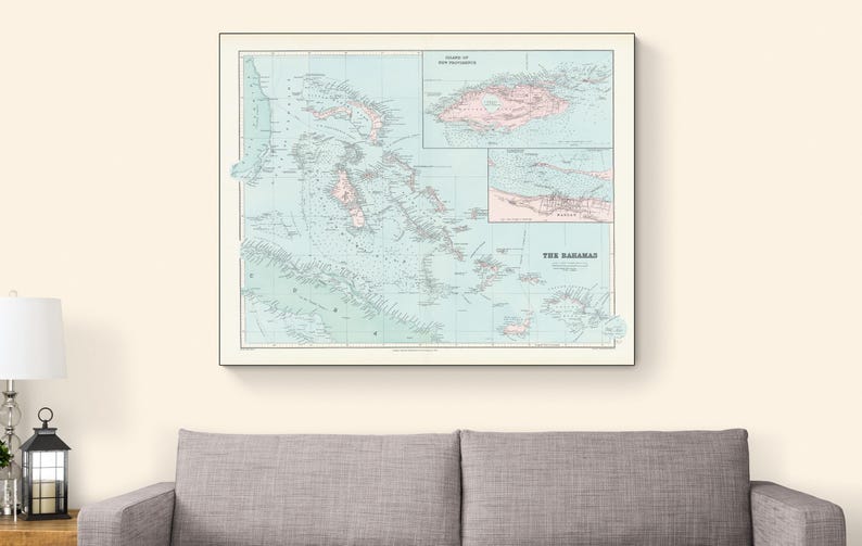 1895 Map of the Bahamas – Historic Caribbean Cartography – British ...