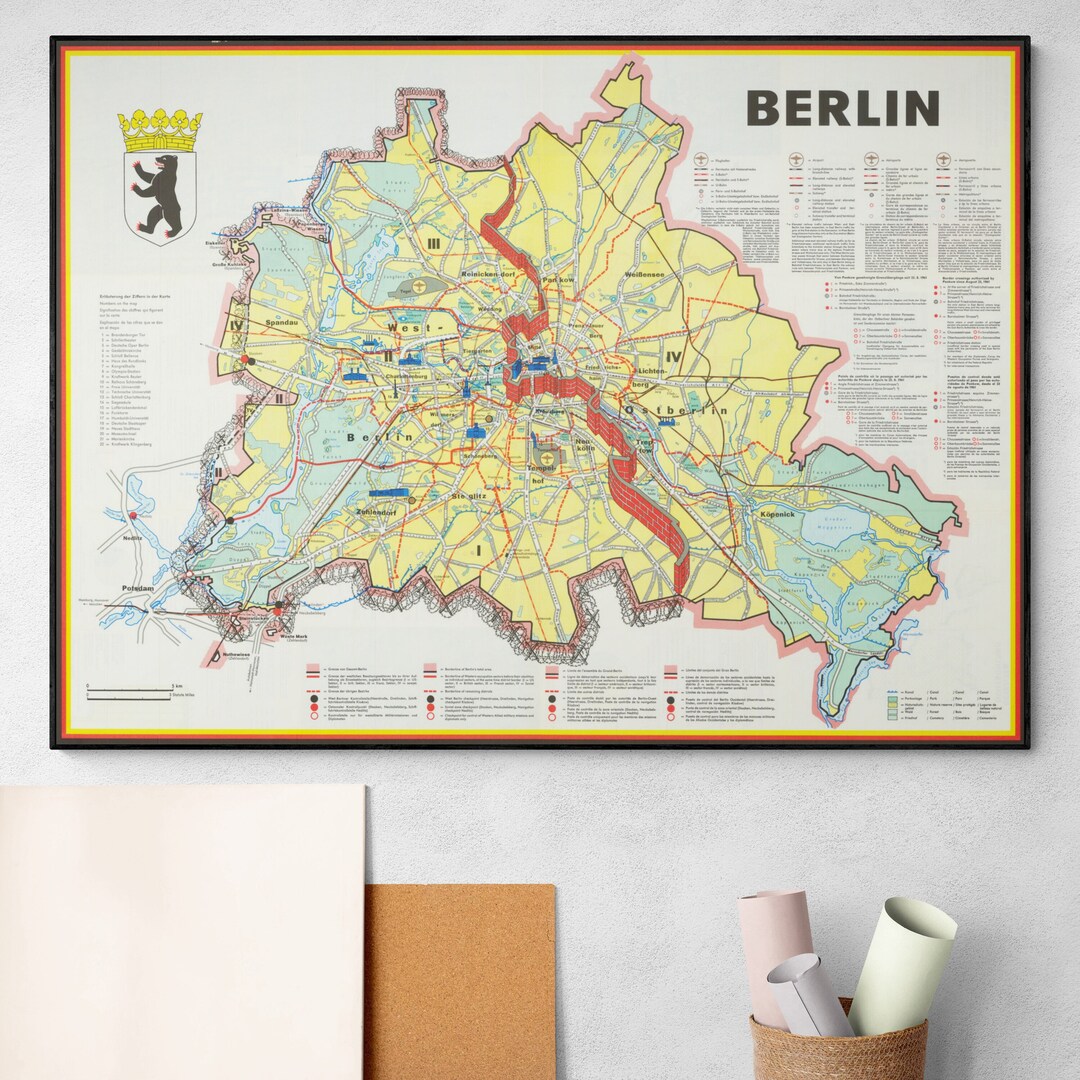 1963 First Map of Berlin After Construction of the Berlin Wall ...