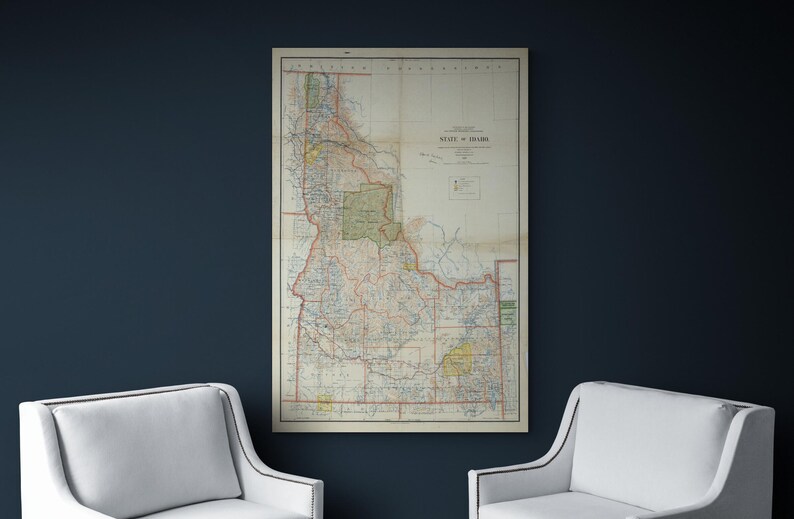 1891 General Land Office Map of Idaho – Historic 19th Century American ...