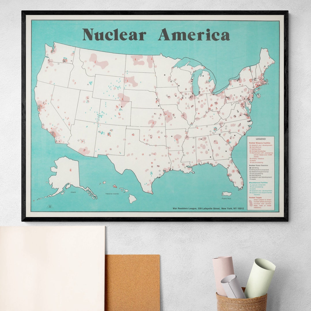 Map of Nuclear America Atomic US Nuclear Weapon Facilities Cold War ...