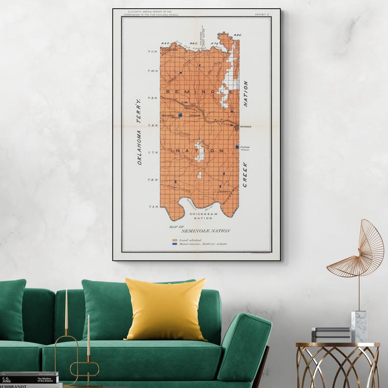 1902 Map of Seminole Nation Indian Territory – Detailed Map Showing ...