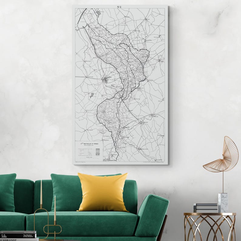 1917 Military Map of WWI Battle of Passchendaele – Third Battle of ...