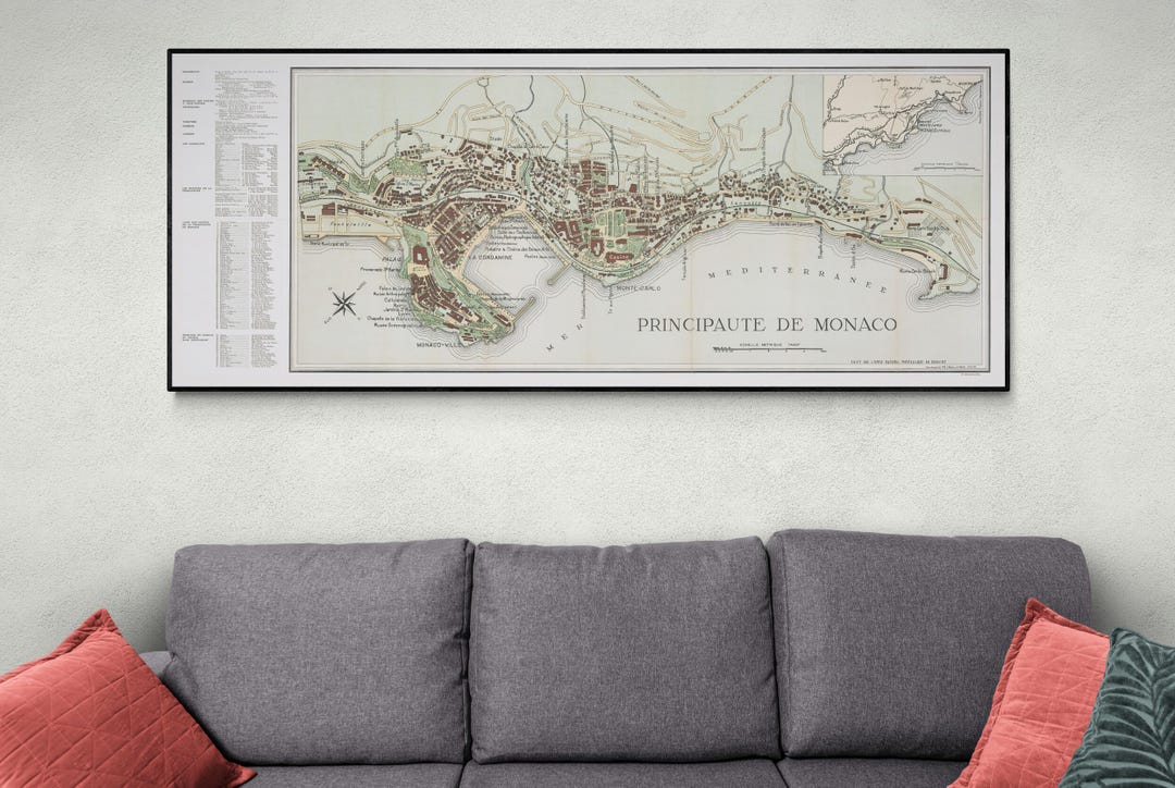 1945 Map of Monaco Historical European Geography Vintage Cartography ...