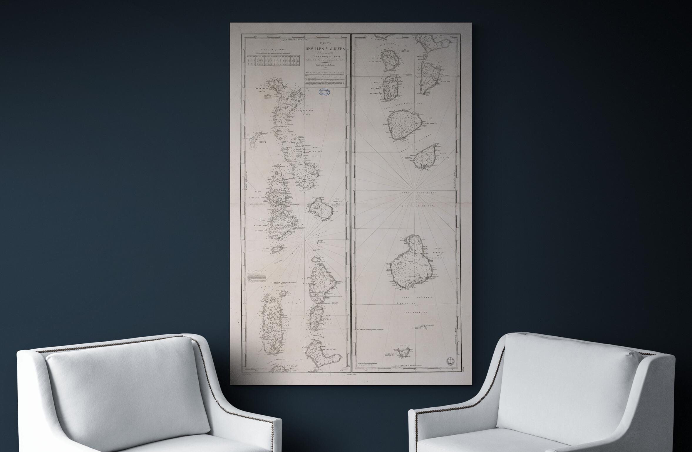 1841 Map of the Maldives – British Colonial-era Nautical Map – Atolls ...