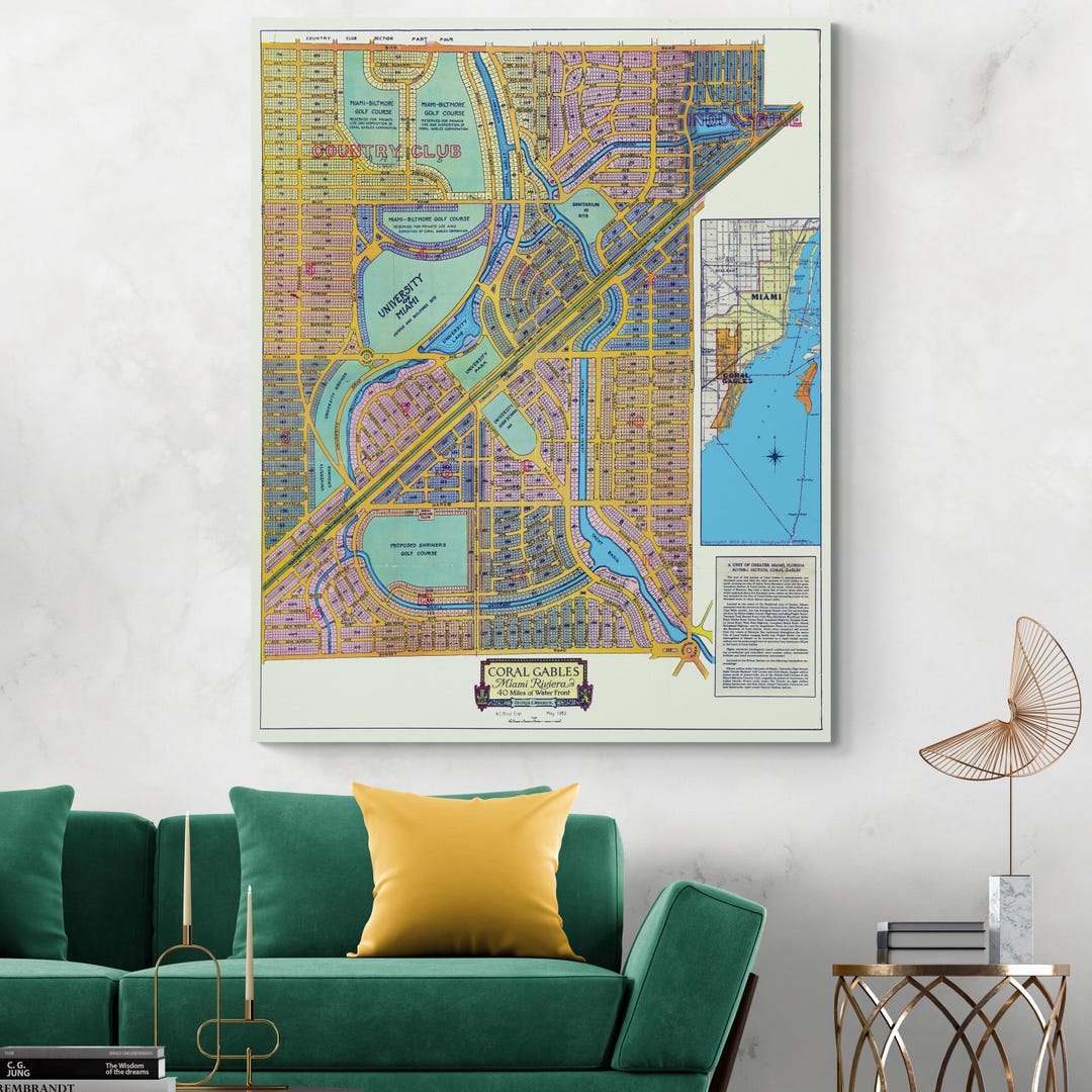 1926 Map of Coral Gables, Miami – Florida Land Boom Era City Plan ...
