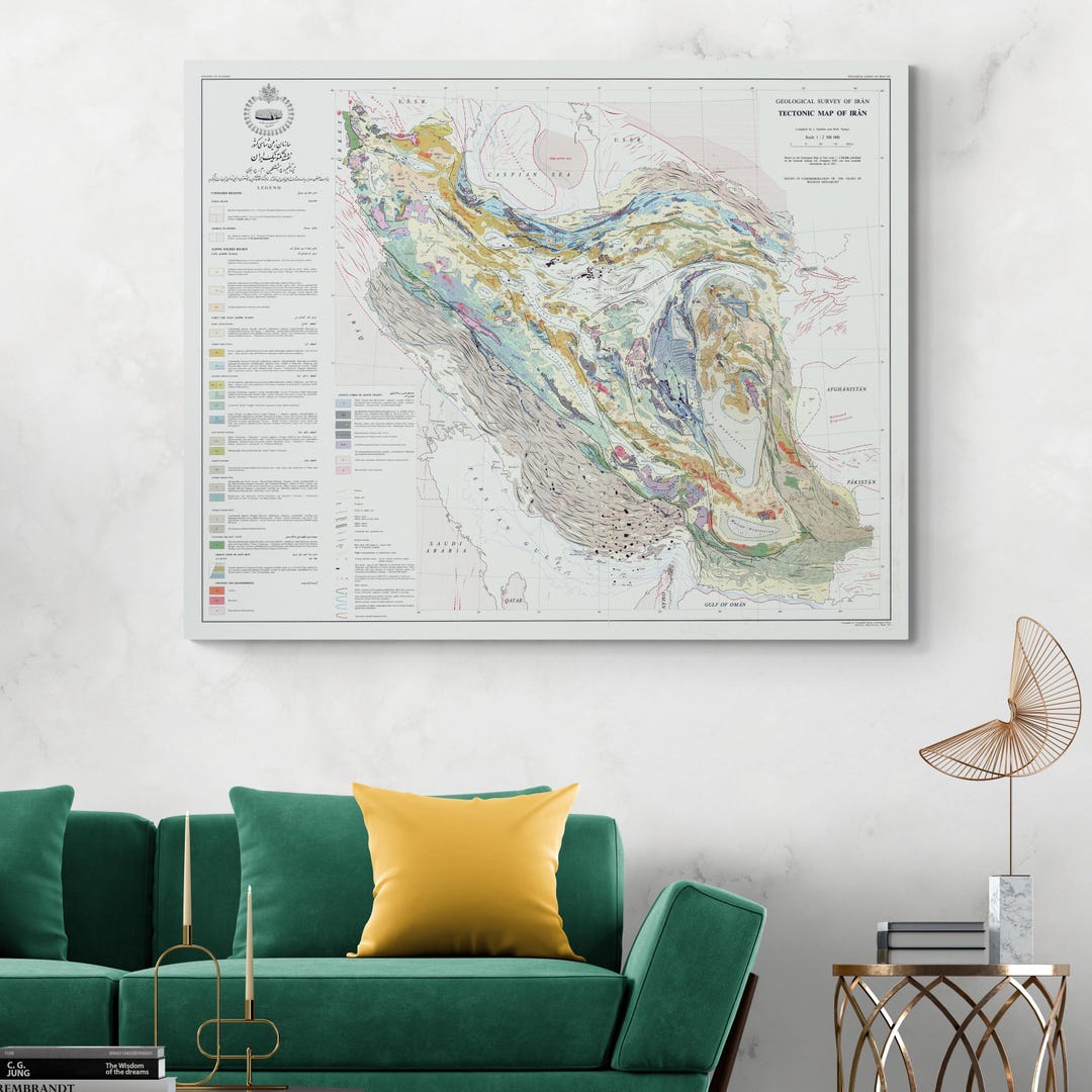 1973 Geological Map of Iran – Middle Eastern Cartography Detailing Oil ...