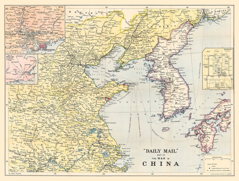 1900 Map of China Issued During the Boxer Rebellion Historical Chinese ...