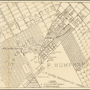 1901 Map of Beaumont Texas Focused on the Spindletop Gusher Texan Oil ...