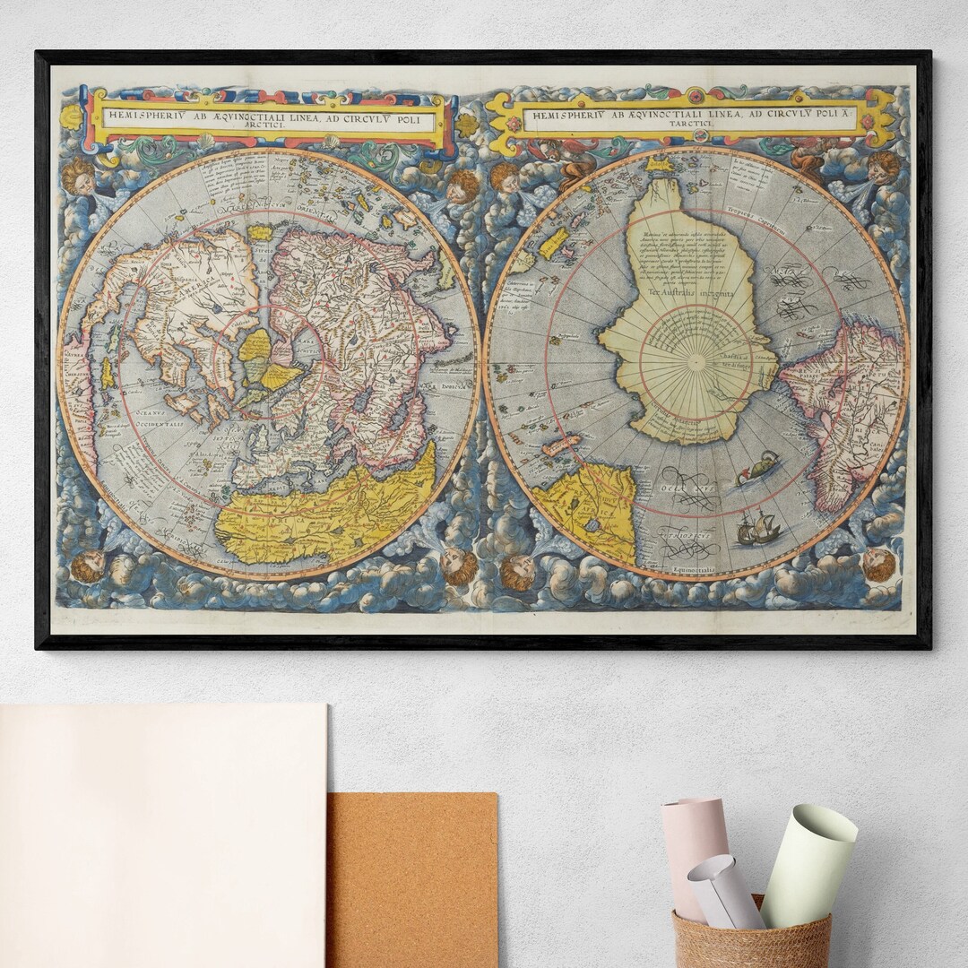 1593 Cornelis De Jode's Double Hemisphere World Map - Etsy