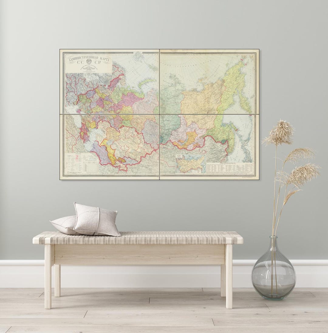 1936 Wall Map of the Soviet Union CCCP USSR Eastern European Russian ...