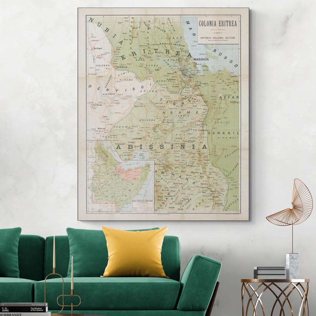 1895 Map of Eritrea Africa Colonial Italian Eritrean History ...