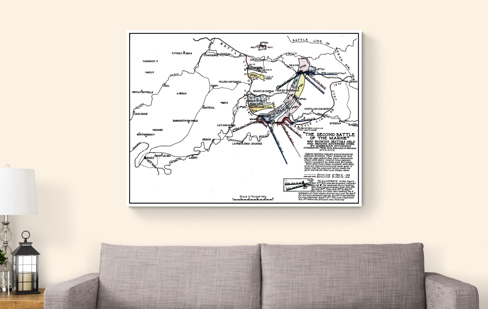 1918 Map of Second Battle of the Marne – WWI Cartography – Allied ...