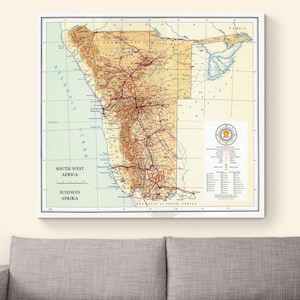 1965 Map of Namibia – Pre-independence South West Africa Map Showing ...
