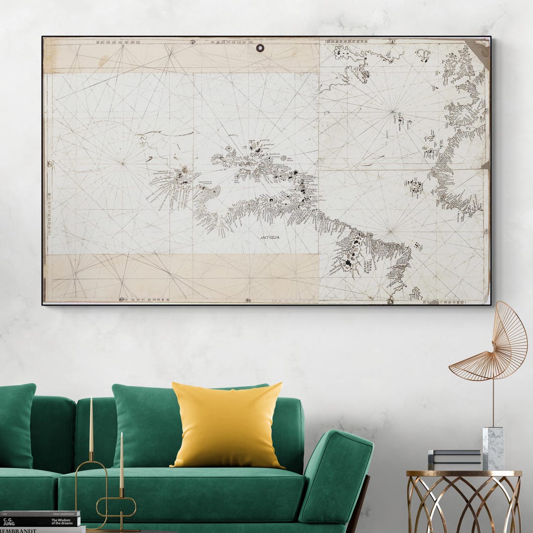 1510 Egerton Portolan Map of the New World – Renaissance Era Nautical ...