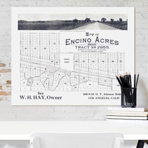 1916 Map of Encino San Fernando Valley California Historical American ...