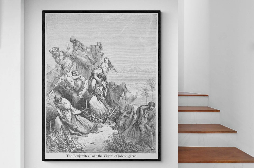The Benjamites Take Virgins of Jabesh Gilead Gustave Dore Antique ...