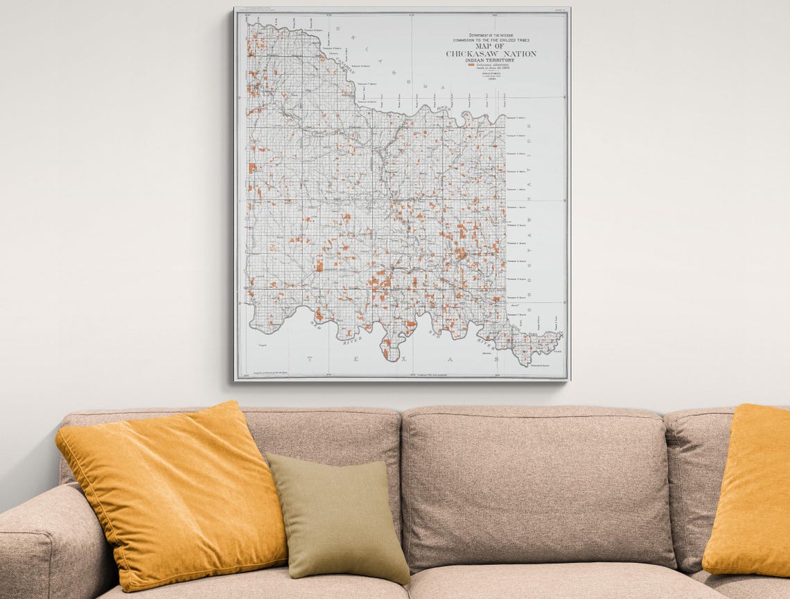 1900 Map of Chickasaw Nation, Indian Territory – Native American Land ...
