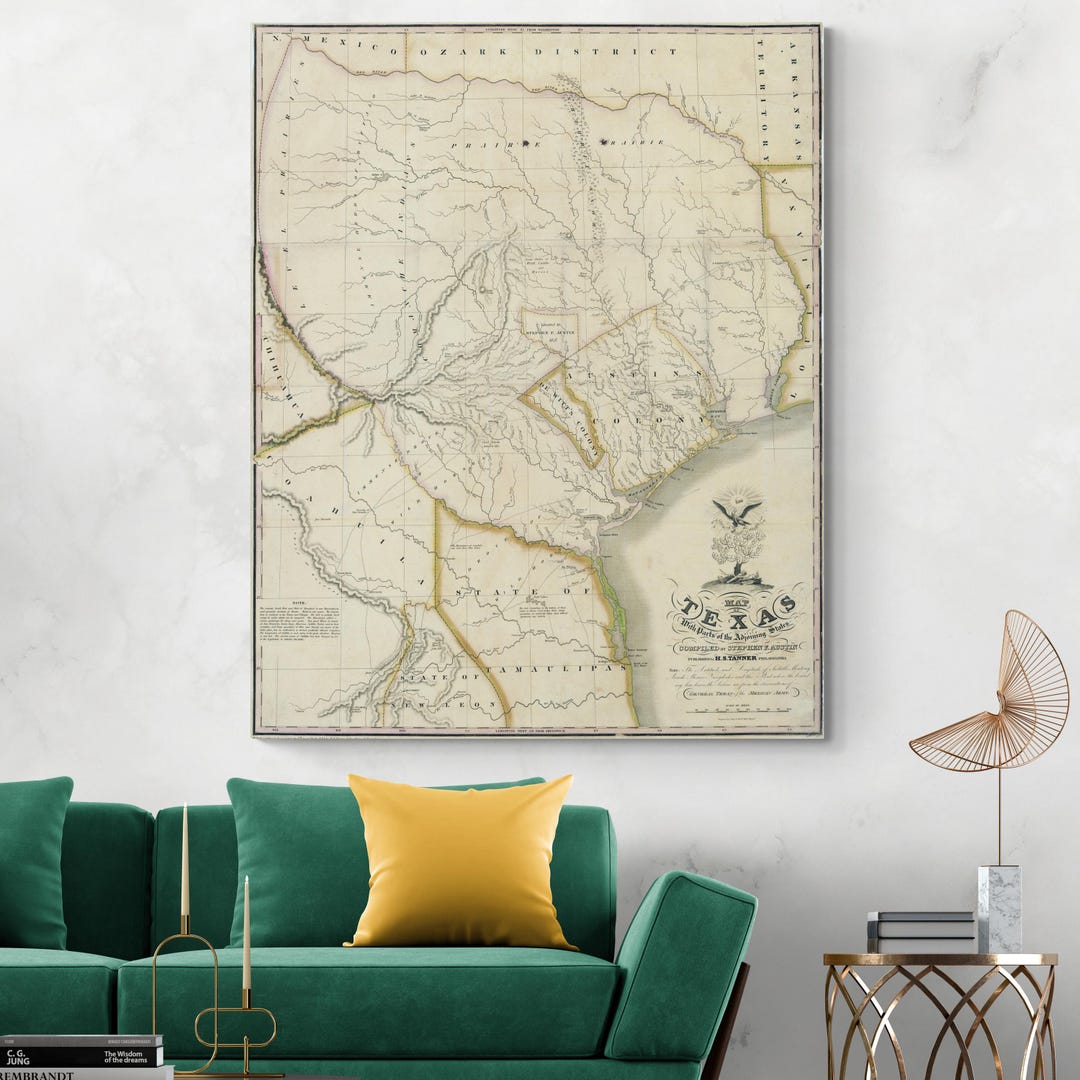 1830 Stephen F. Austin Map of Texas – Historic Cartography Depicting ...