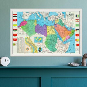 1960 Map of the Arab League States Historical Middle Eastern Geography ...
