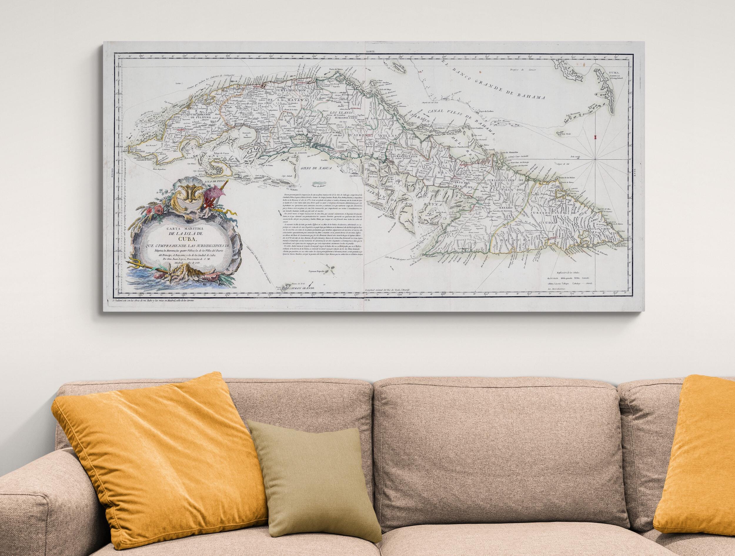 1783 Map of Cuba – Late 18th Century Colonial Map Showing Spanish ...
