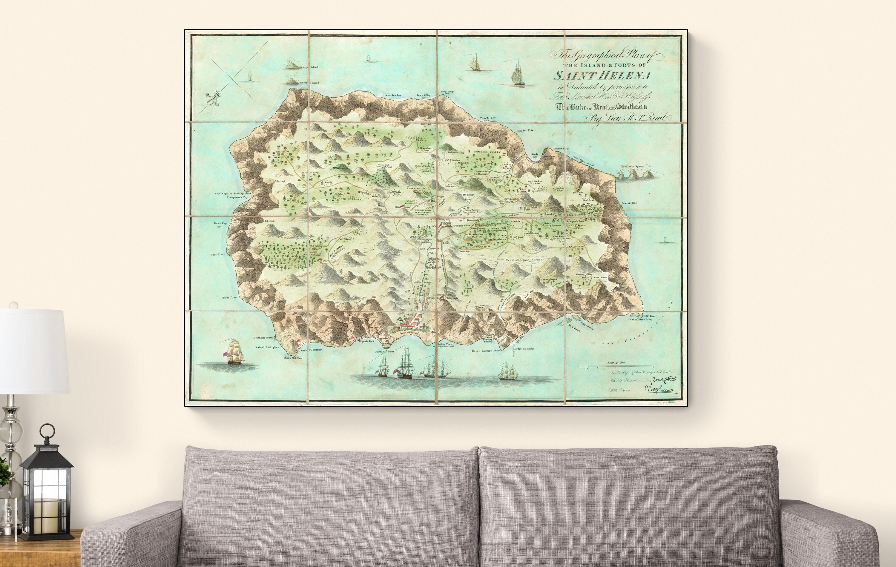 1815 Map of Saint Helena – Early 19th Century Island Map Showing ...