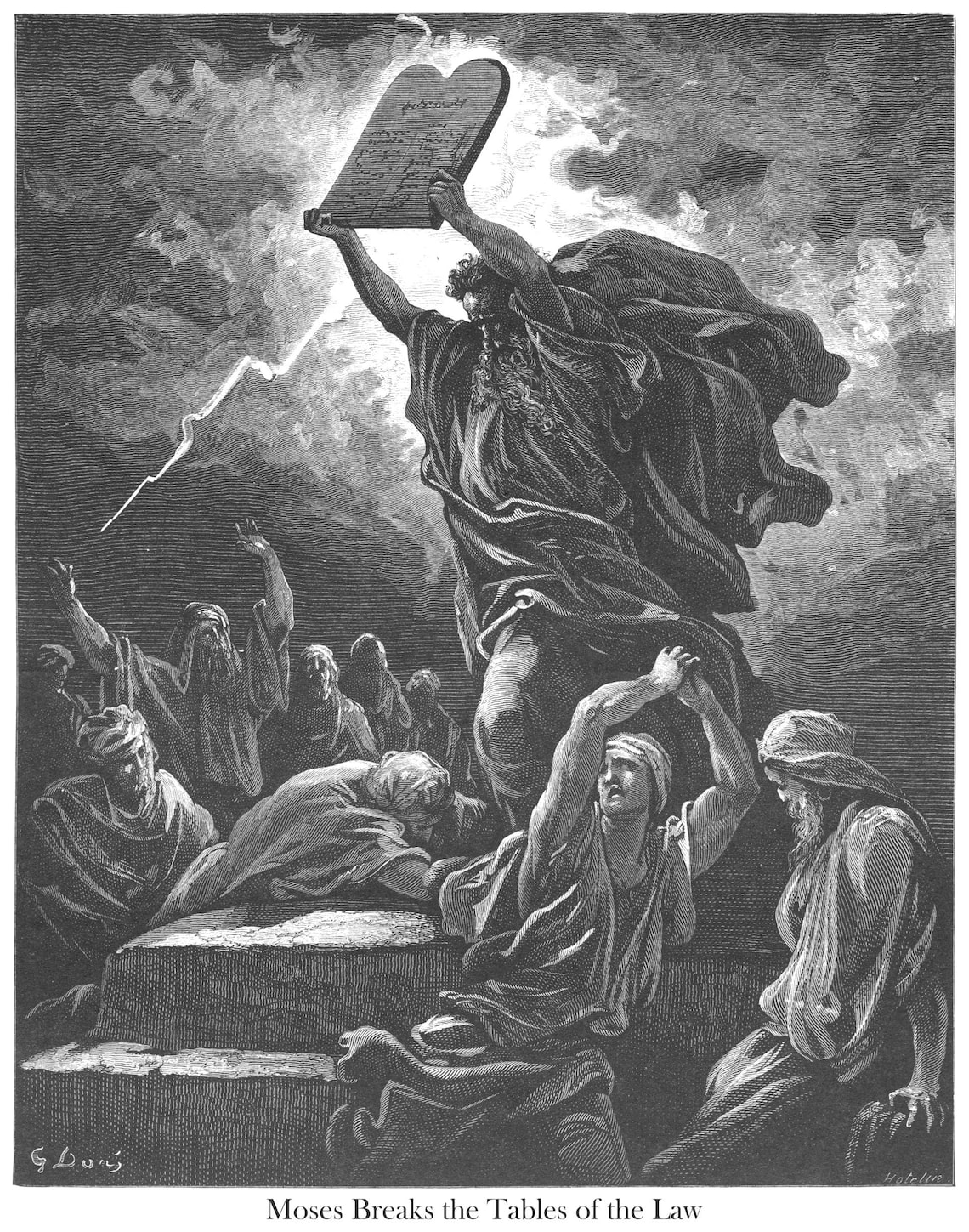 Moses Breaks the Ten Commandments Gustave Dore Antique Christianity ...