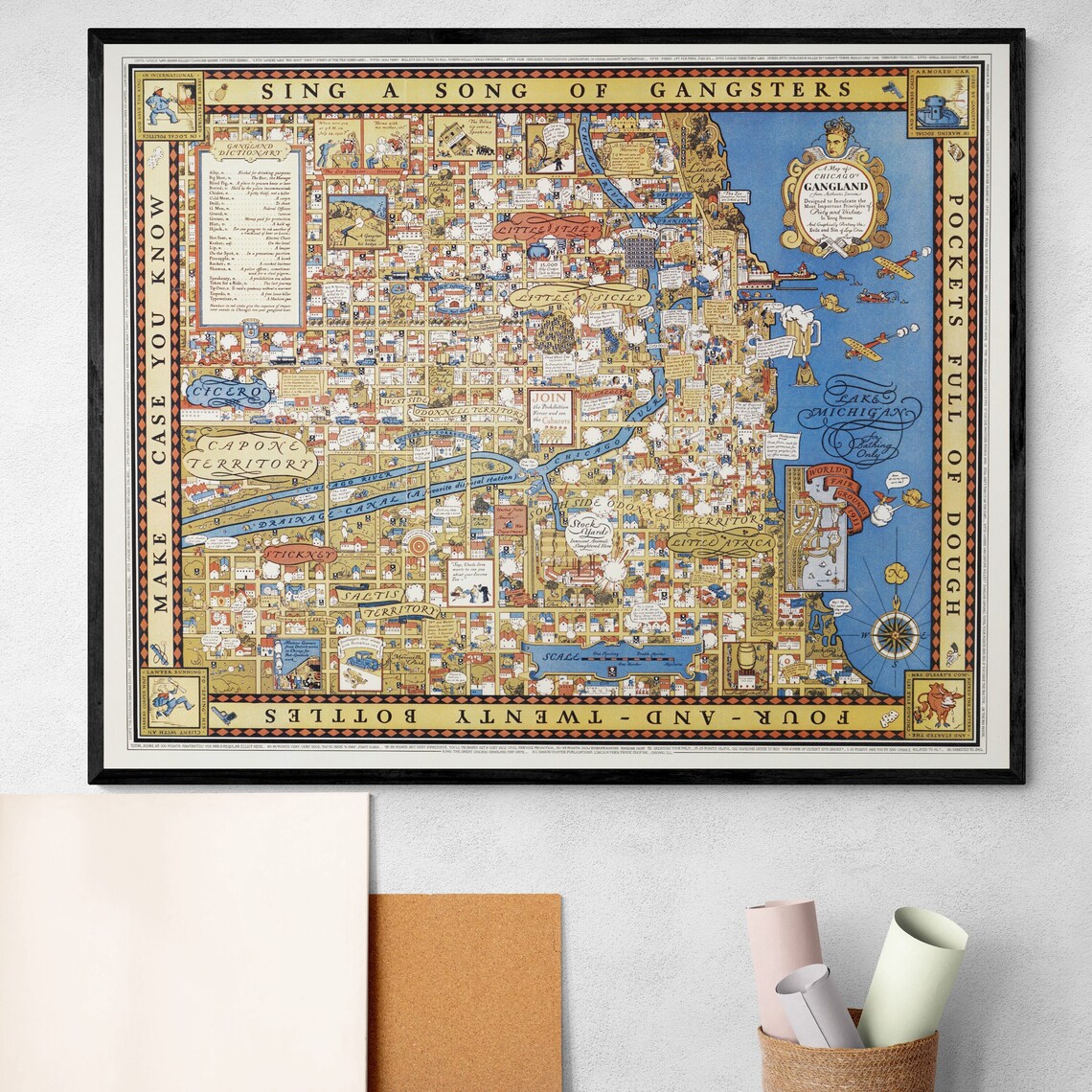 1931 Pictorial Gang Crime Map of Chicago Gangland Al Capone - Etsy