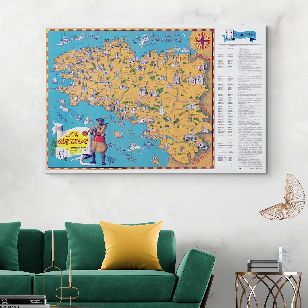 Pictorial Map of Brittany Bretagne France French Breton Cartography ...