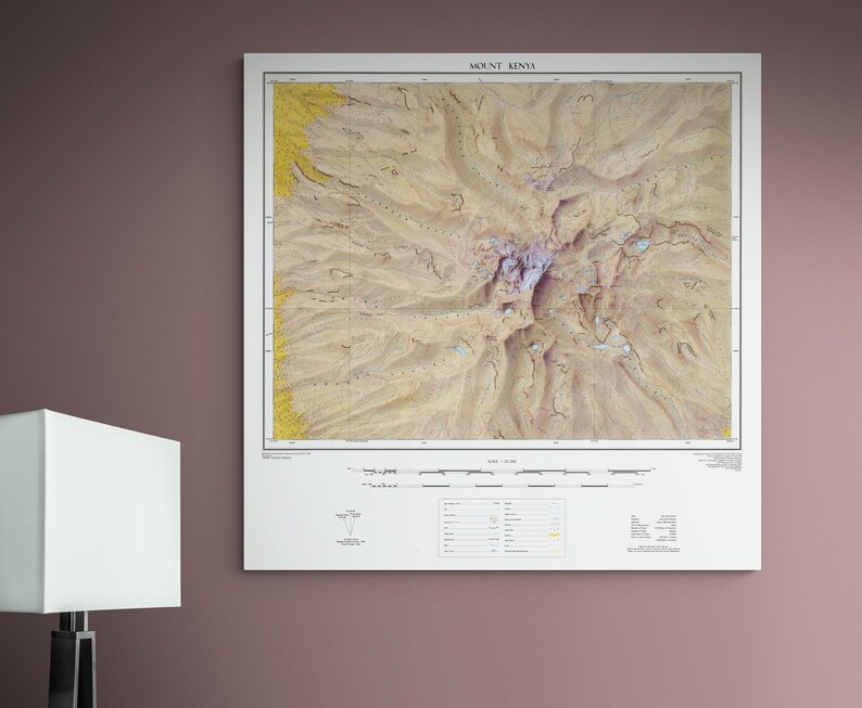 1957 Topographical Map of Mount Kenya Volcano – Detailed African ...