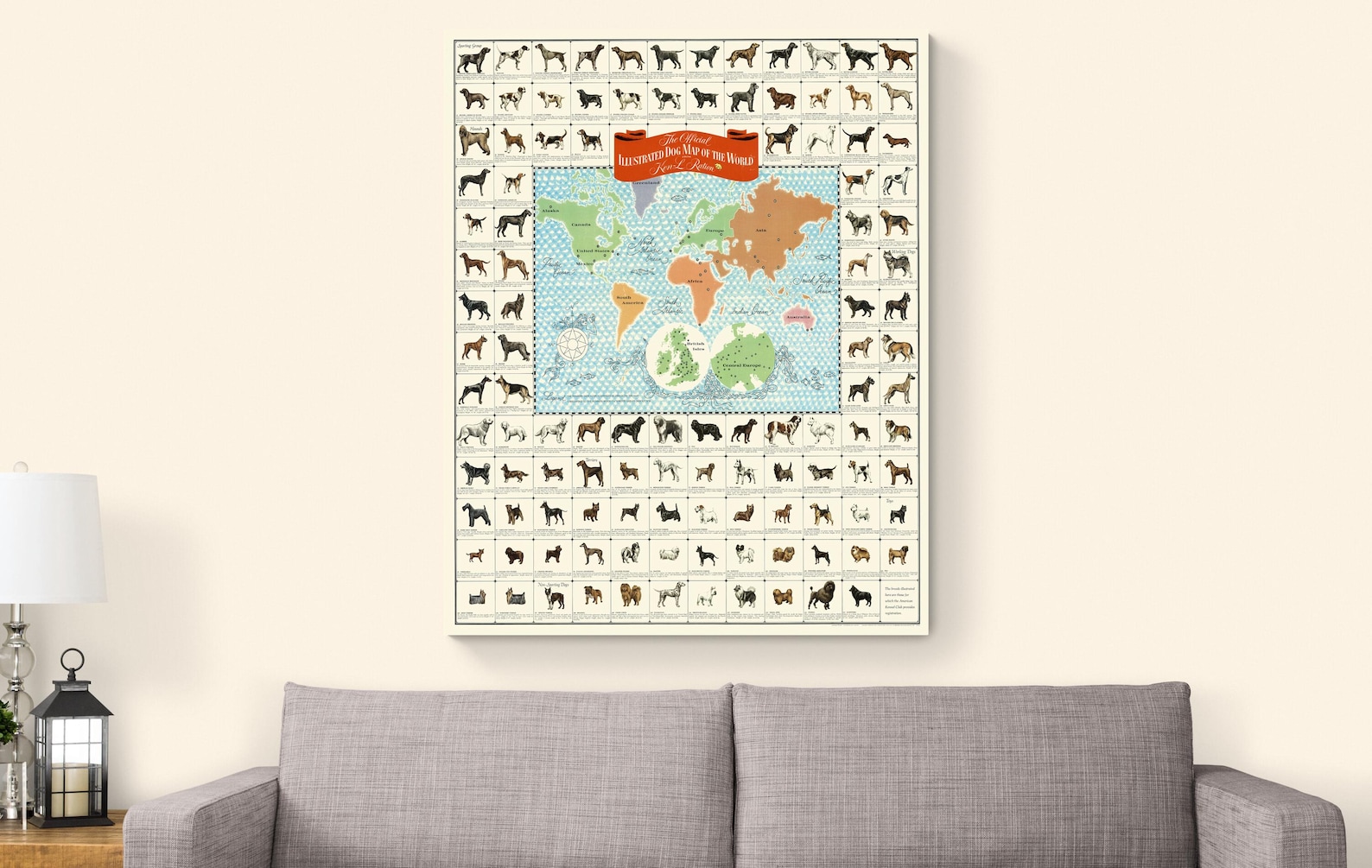 Pictorial Dog Breed Map of the World – Illustrated Vintage-style Map ...