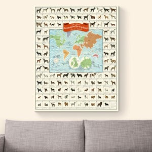 Pictorial Dog Breed Map of the World – Illustrated Vintage-style Map ...