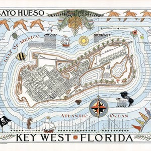 Map of Key West Florida Historical American Geography Vintage ...