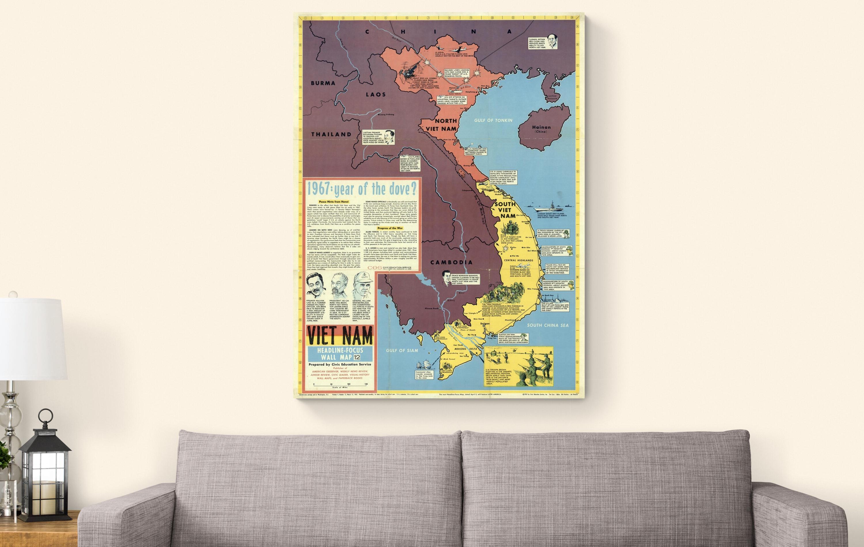 1967 Pictorial Map of the Vietnam War – Illustrated Map of U.S. and ...